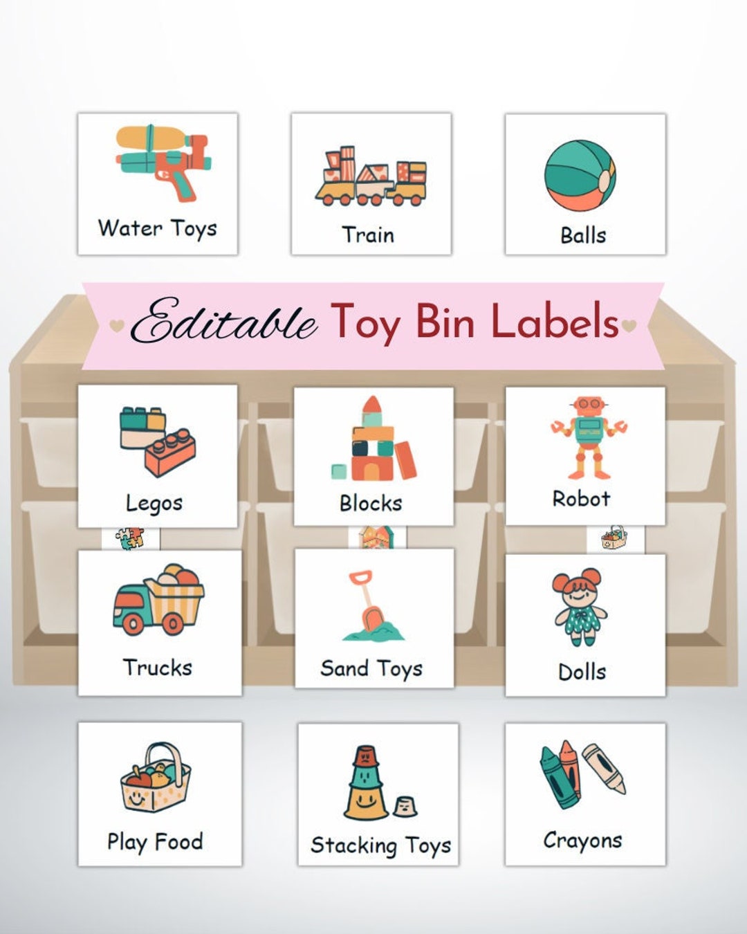 Toy Bin Label Printable Toy Box Label Editable Toy Organizer Label ...