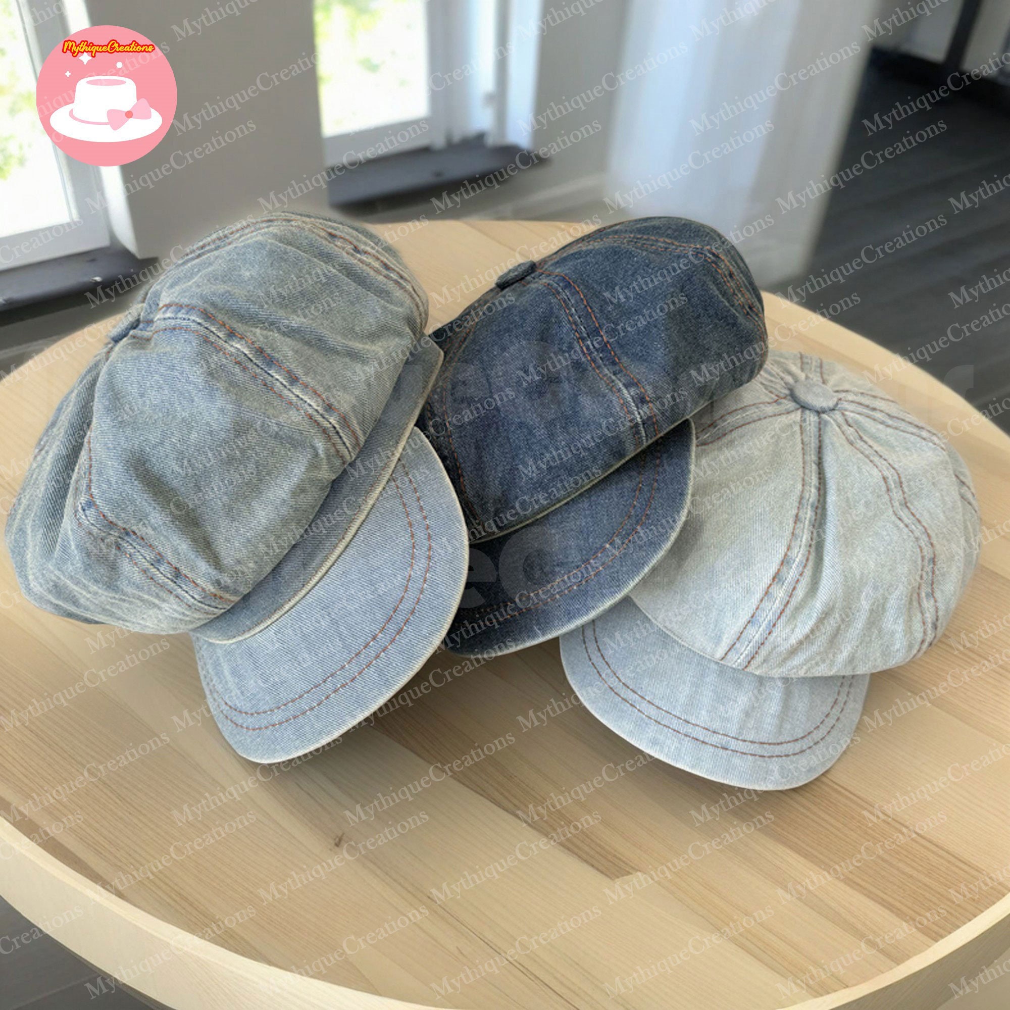 Denim Newsboy Cap, Blue Baker Boy Hat, Denim Octagonal Hat, Boho Blue ...