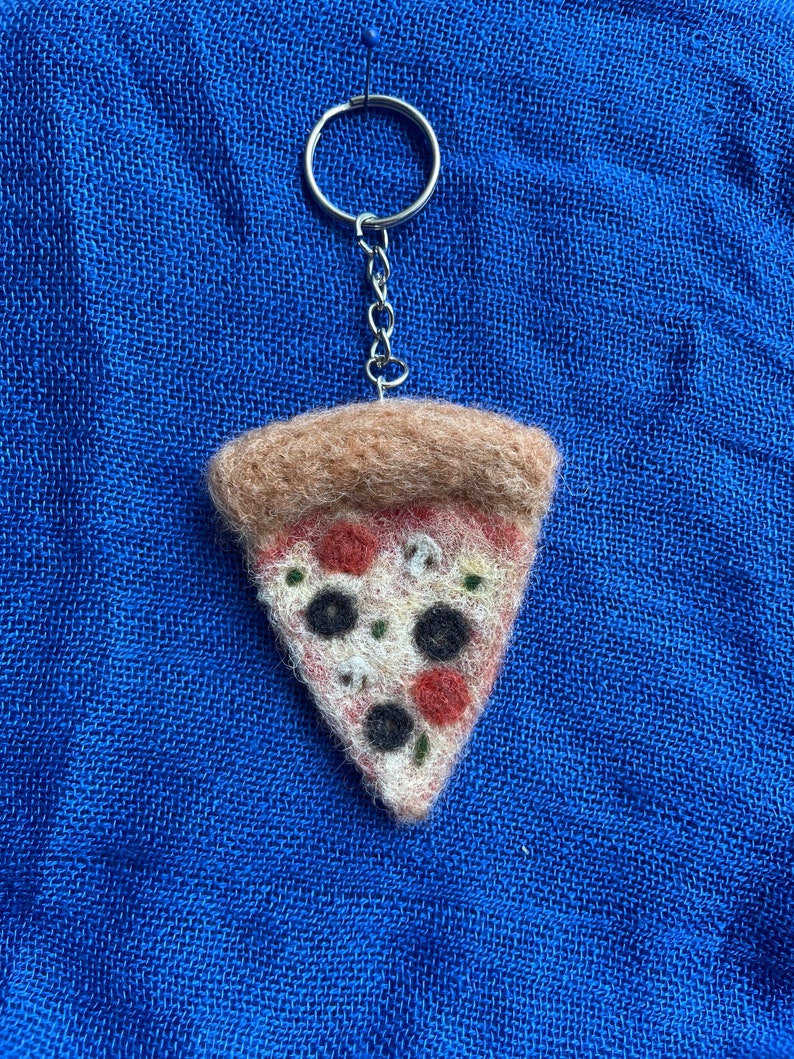 Cute Felt Pizza Slice Keyring, Felted Bag Charm. - Etsy