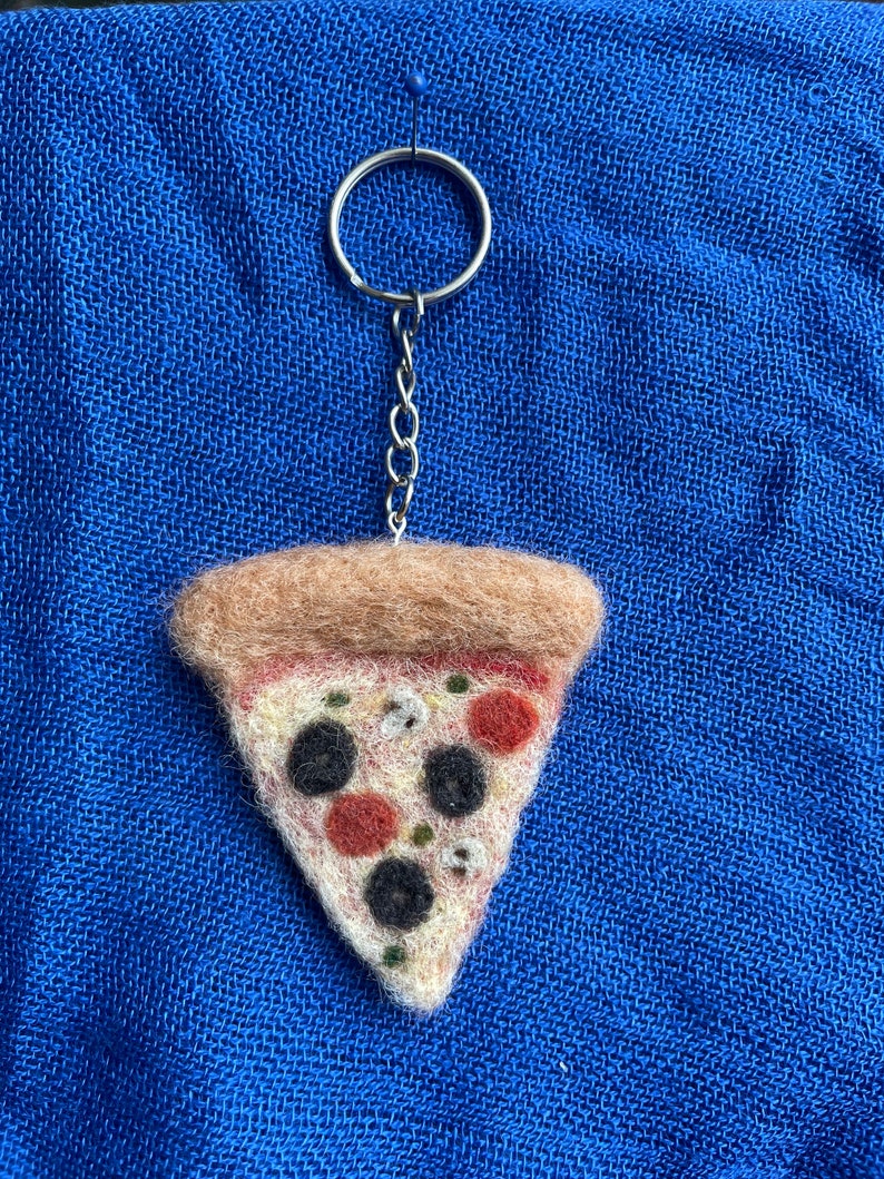 Cute Felt Pizza Slice Keyring, Felted Bag Charm. - Etsy