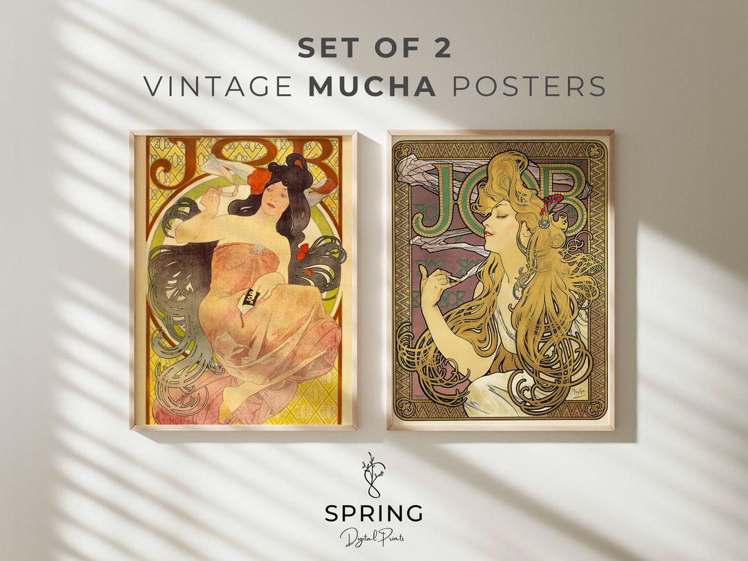 Set of 2 Vintage MUCHA Posters Mucha Prints Art Nouveau Wall Art Mucha ...
