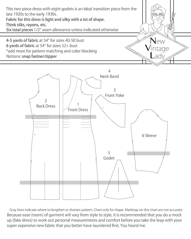 The Kevin-john 1930s Godet Dress PDF 56-58-60 Bust - Etsy