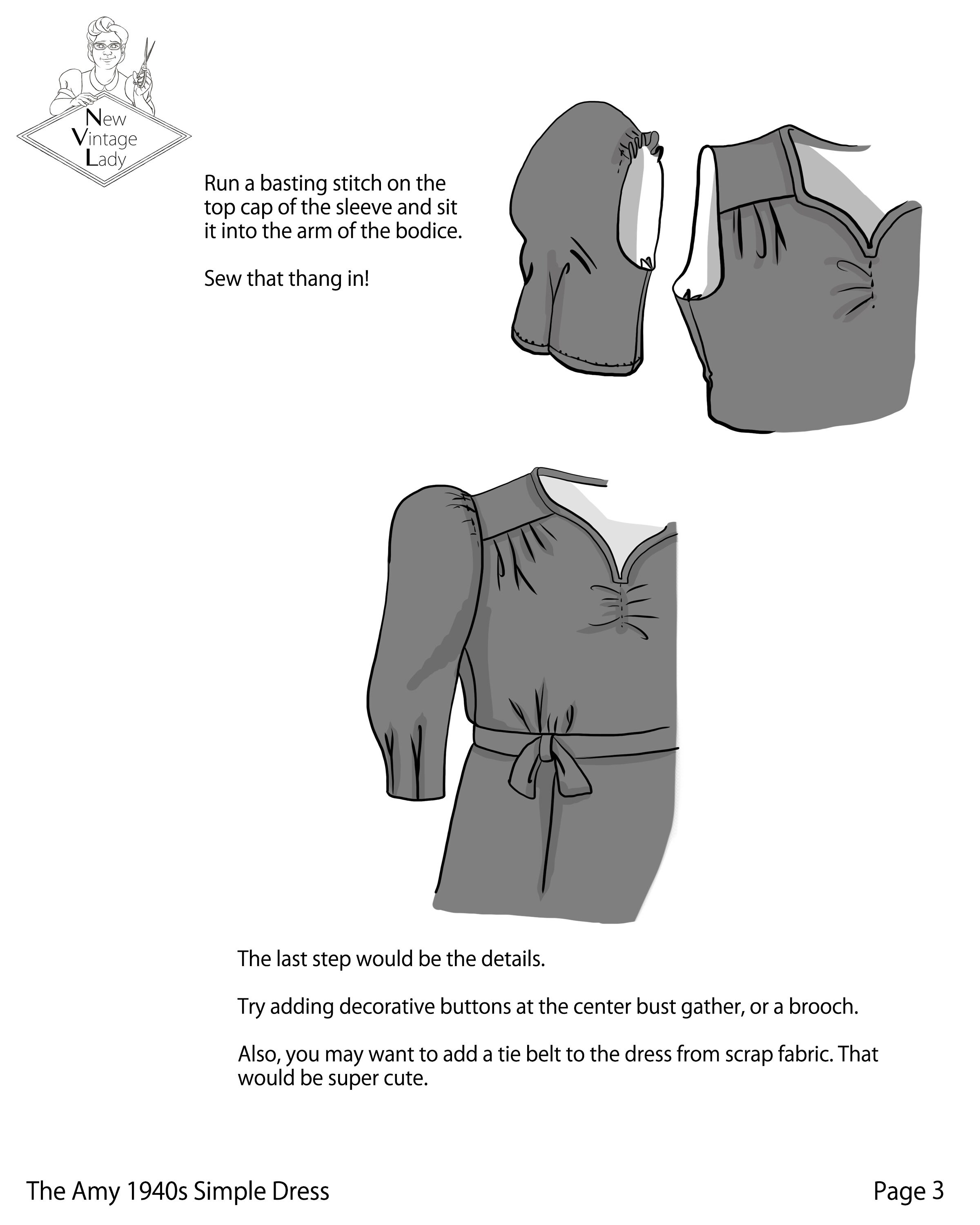 The Amy 1940s Simple Dress in PDF Size 40-42-44 Bust NVL Plus Size ...