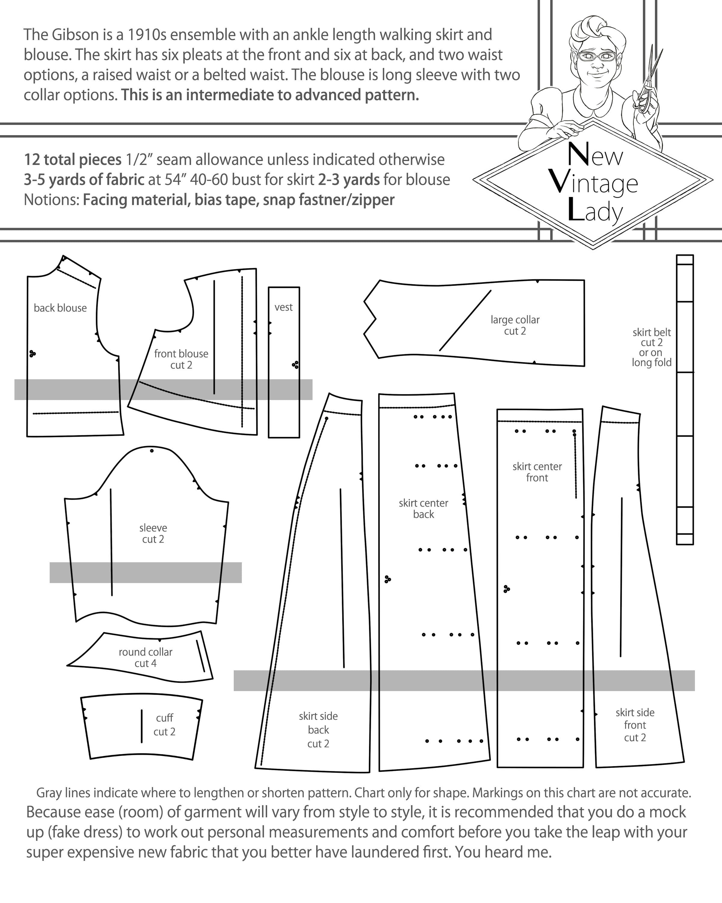 The Gibson 1910 Walking Ensemble 40-42-44 Bust NVL Plus Size Multi Size ...