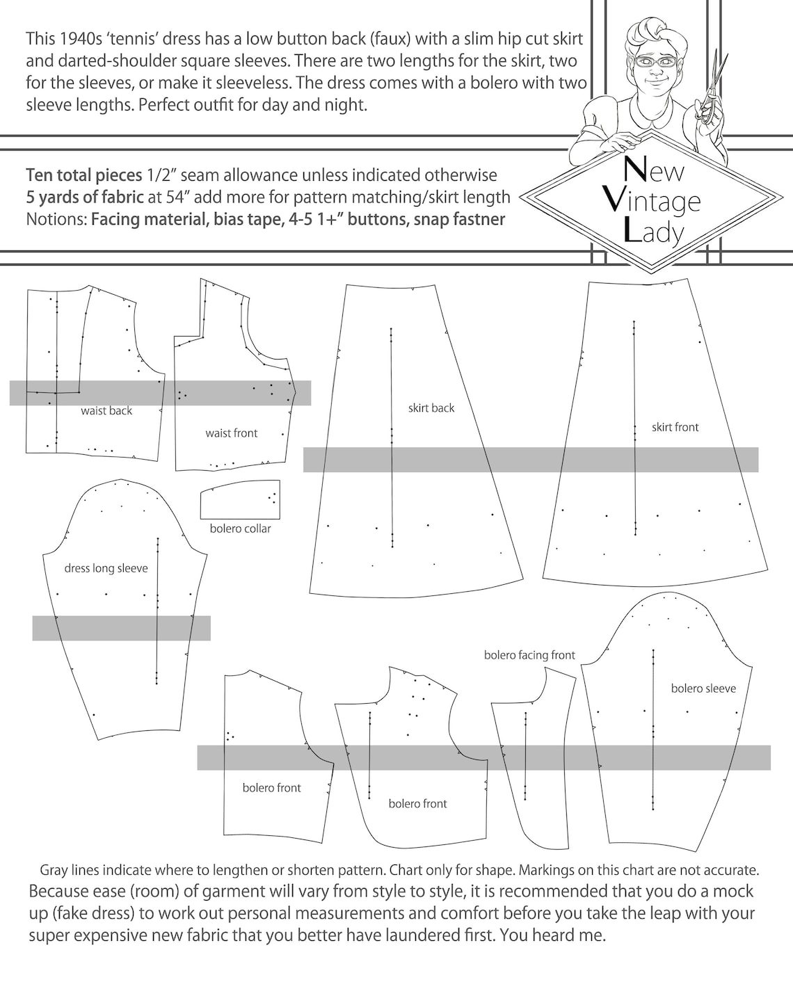 The Renee a 1940s Sport Dress With Bolero in PDF 52-54-56 Bust - Etsy