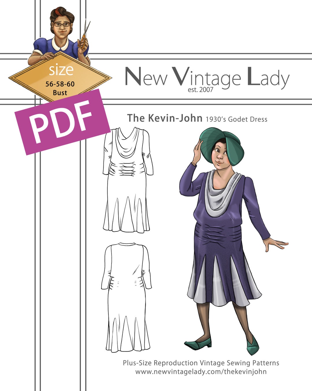 The Kevin-john 1930s Godet Dress PDF 56-58-60 Bust - Etsy