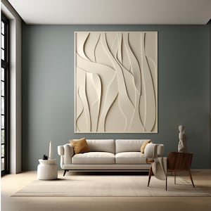 Beige Minimalist 3d Vision Wall Hanging, Line Art Decoration ...