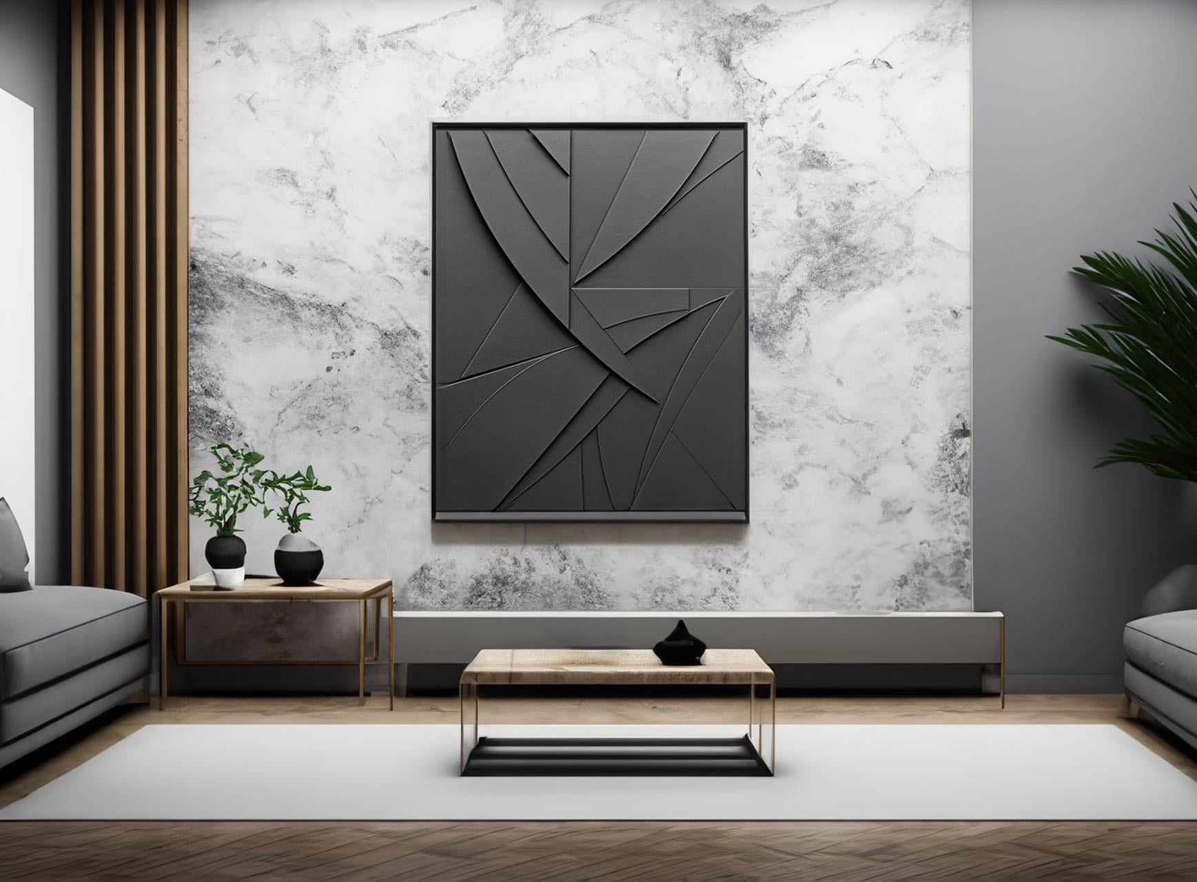 Black Abstract Wall Decor, Minimalist Modern Style, Monochrome Wall Art ...