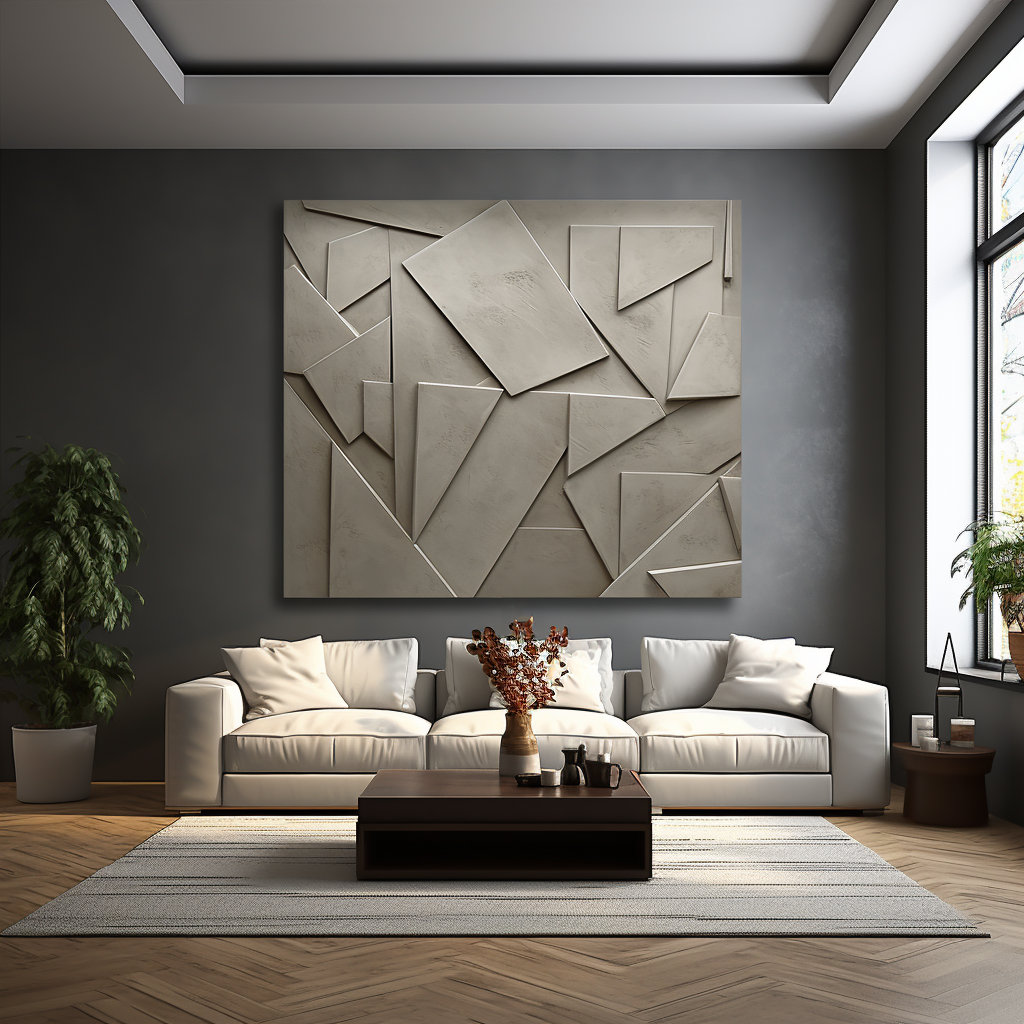 Dark Grey Geometric Structured Wall Decor, Minimalist, Wood Carving - Etsy