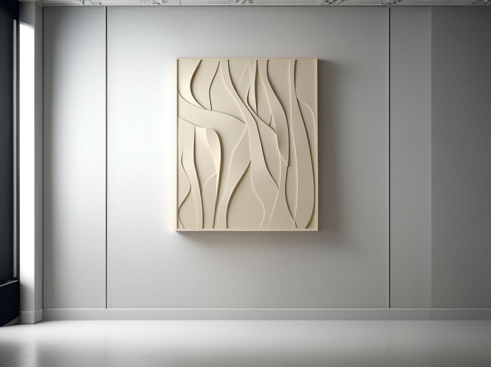Beige Minimalist 3d Vision Wall Hanging, Line Art Decoration ...