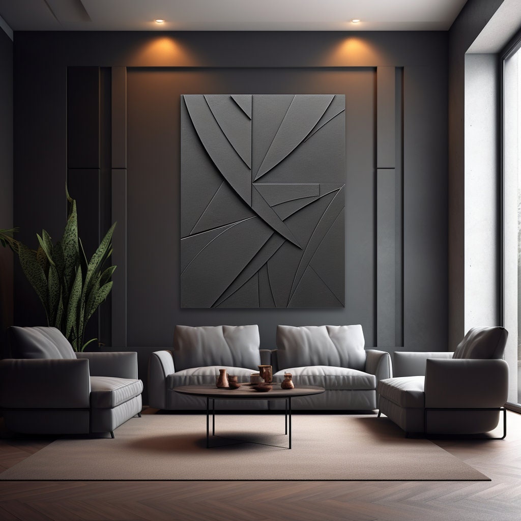 Black Abstract Wall Decor, Minimalist Modern Style, Monochrome Wall Art ...