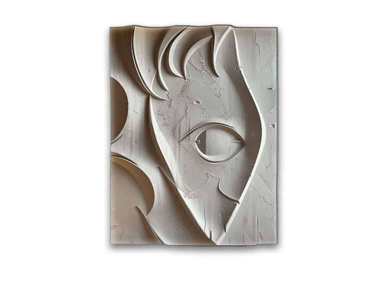 Light Grey Abstract Face-pattern Wall Decor, Woodcarved Interior ...