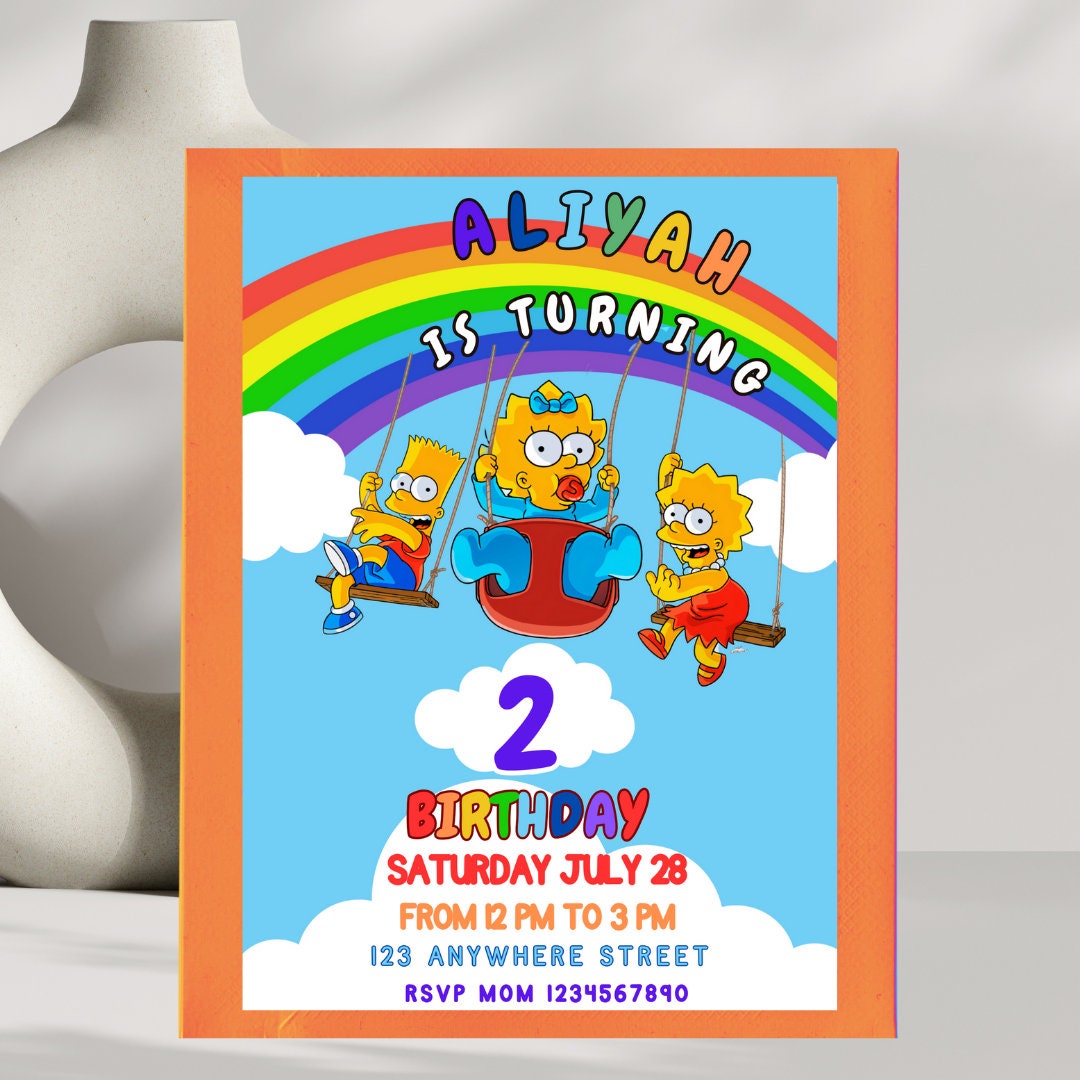 The Simpsons Editable Birthday Invitation, Simpsons Evite, Simpsons ...