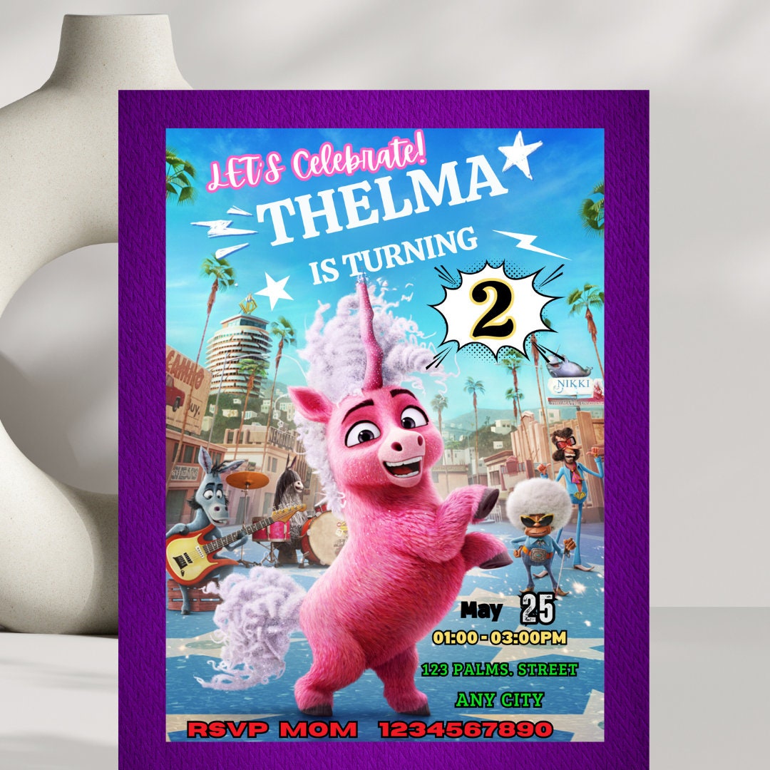 Editable Thelma the Unicorn Party Invitation, Thelma the Unicorn Party ...