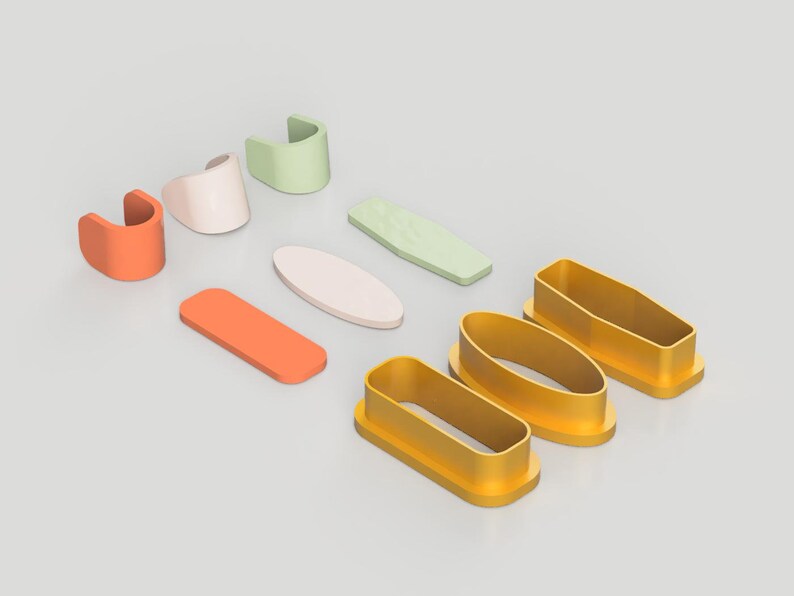 Elegant Shapes Huggies Earring Clay Cutter STL Trendy Geometry Huggies ...