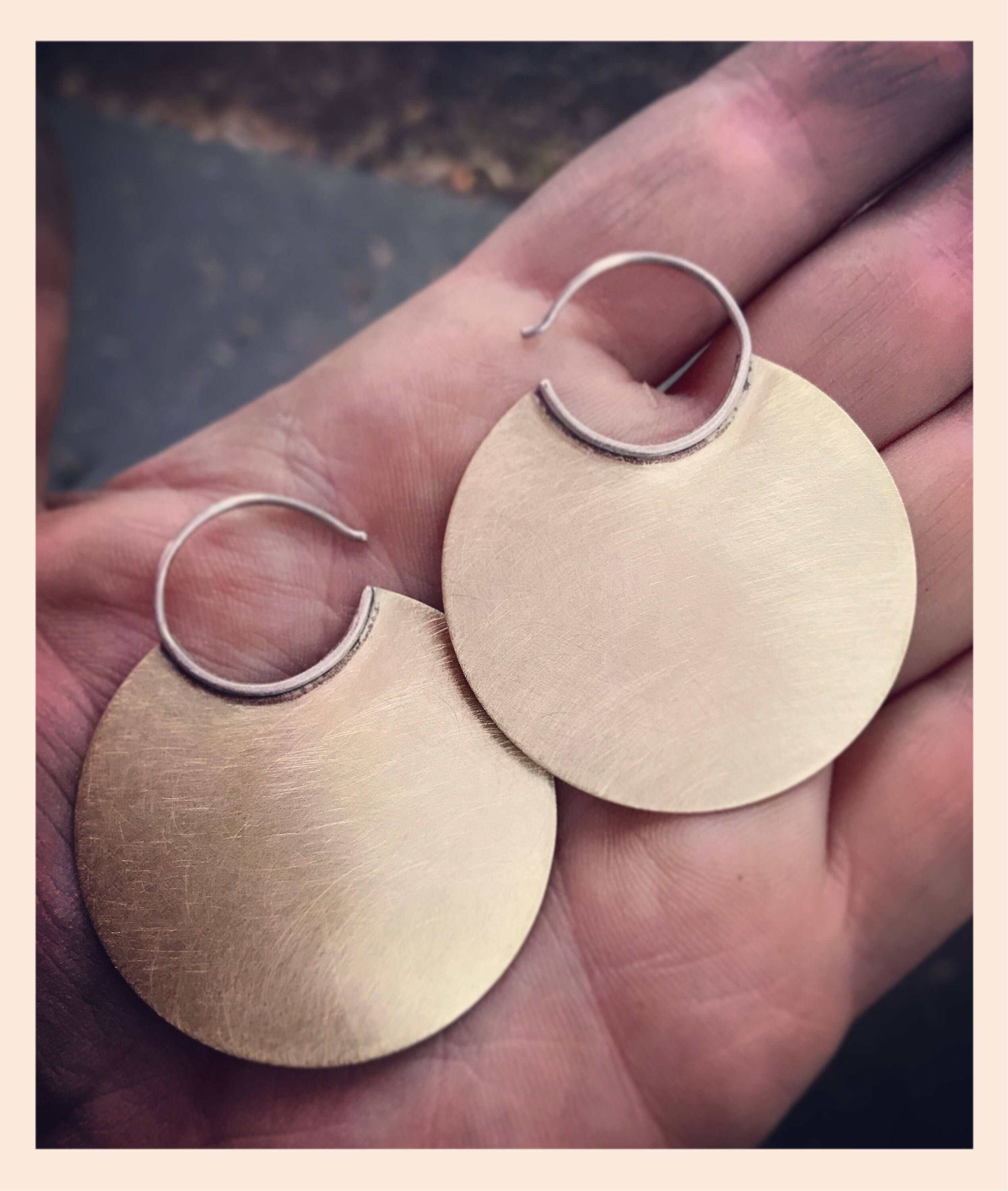 Circle Brass Disc Hoops - Etsy