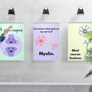 Neuroscience Puns (set of 3) Printable Posters, Science Posters ...