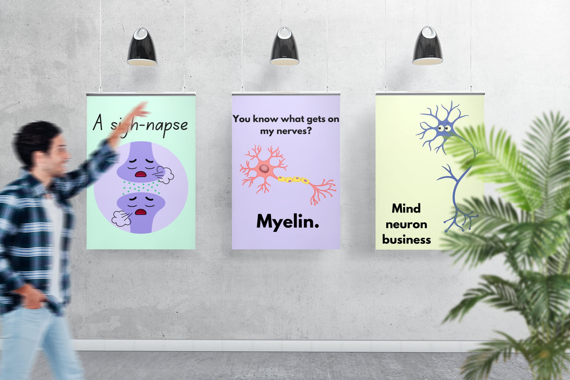 Neuroscience Puns (set of 3) Printable Posters, Science Posters ...