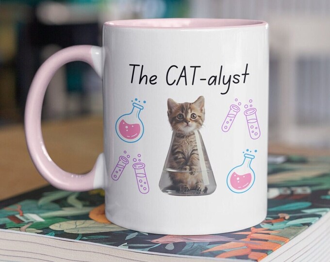 Cats in STEM Science Cat Black Mug, Cute Funny Cat Lover Scientist ...