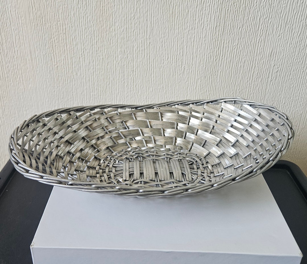 Vintage Scooped Silver Metal Bread Basket 31cm Long X 20cm Wide - Etsy