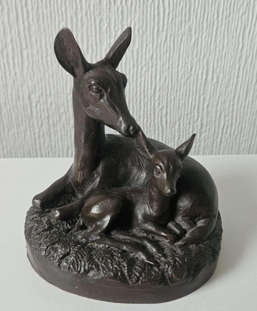 Vintage Deer & Fawn Bronze-resin Sculpture: Genesis Fine Arts, Ireland ...