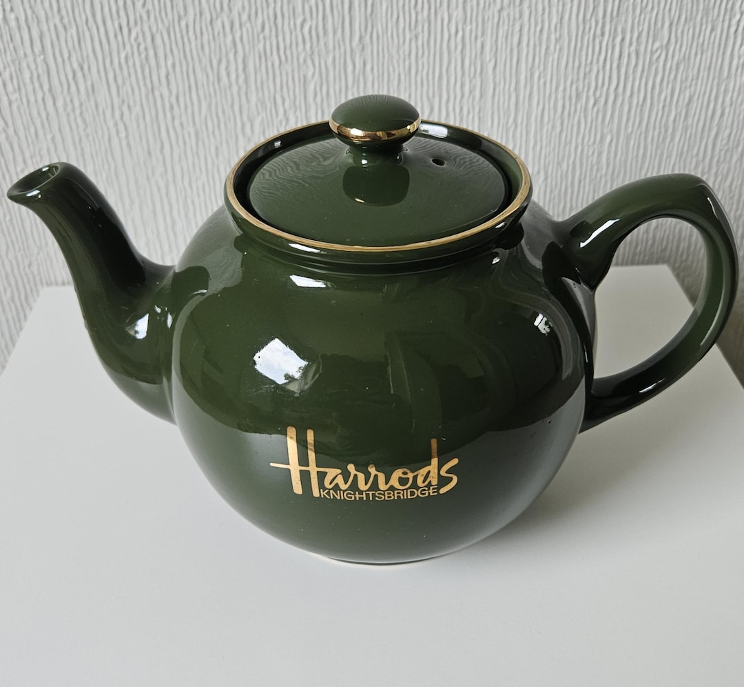 Vintage Sadler Harrods London Teapot: Large Green Kettle, Made in ...