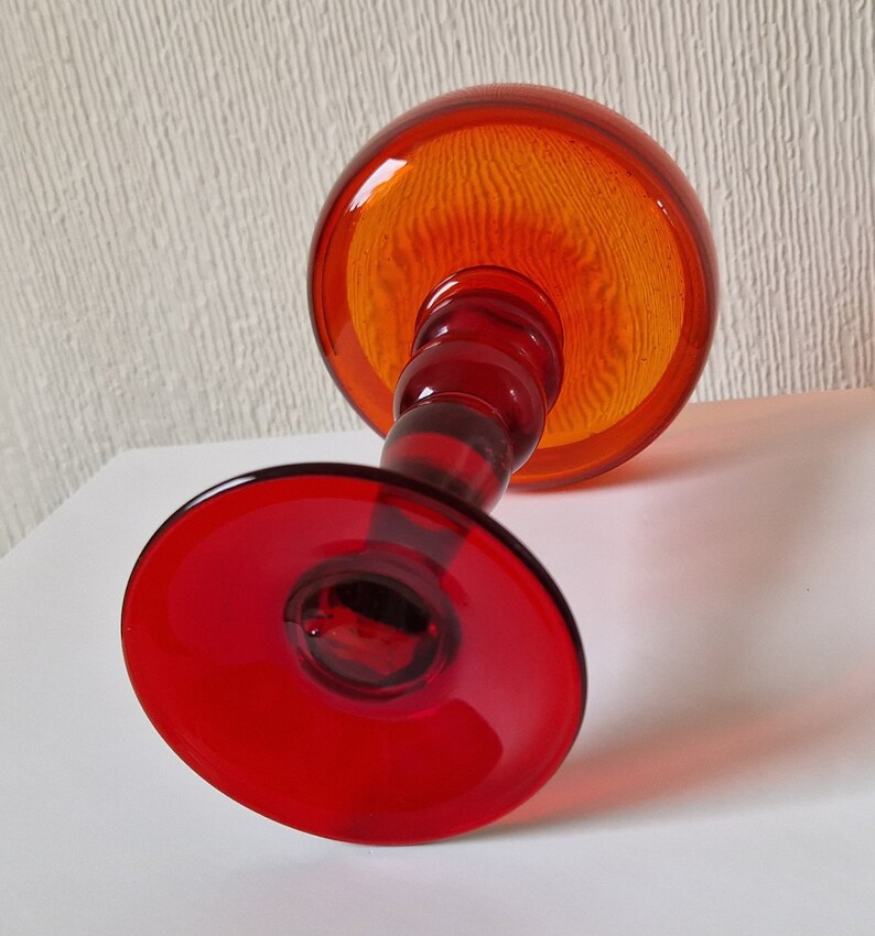 Vintage Blenko Glass Bright Ruby Red Pedestal Pillar Candle Holder - Etsy