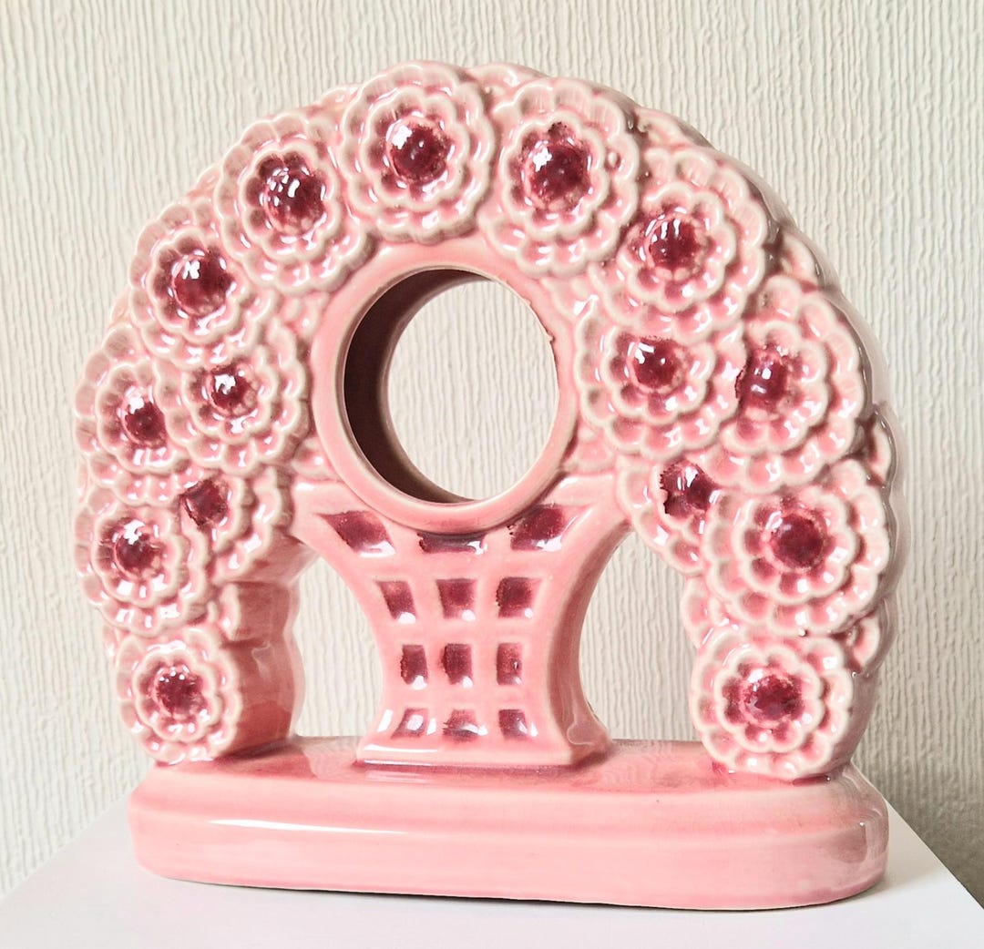 French Art Nouveau Majolica Floral Ceramic Clock Case Holder by Esdeve ...