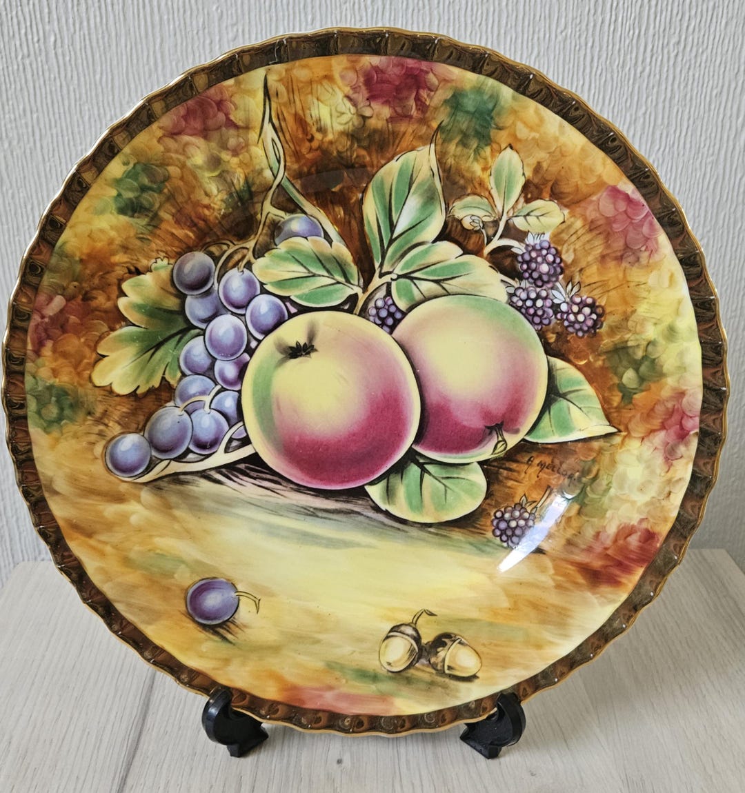 Vintage Plate Still Life Fruit Gilded Edge (26cm) Baroness Fine China ...