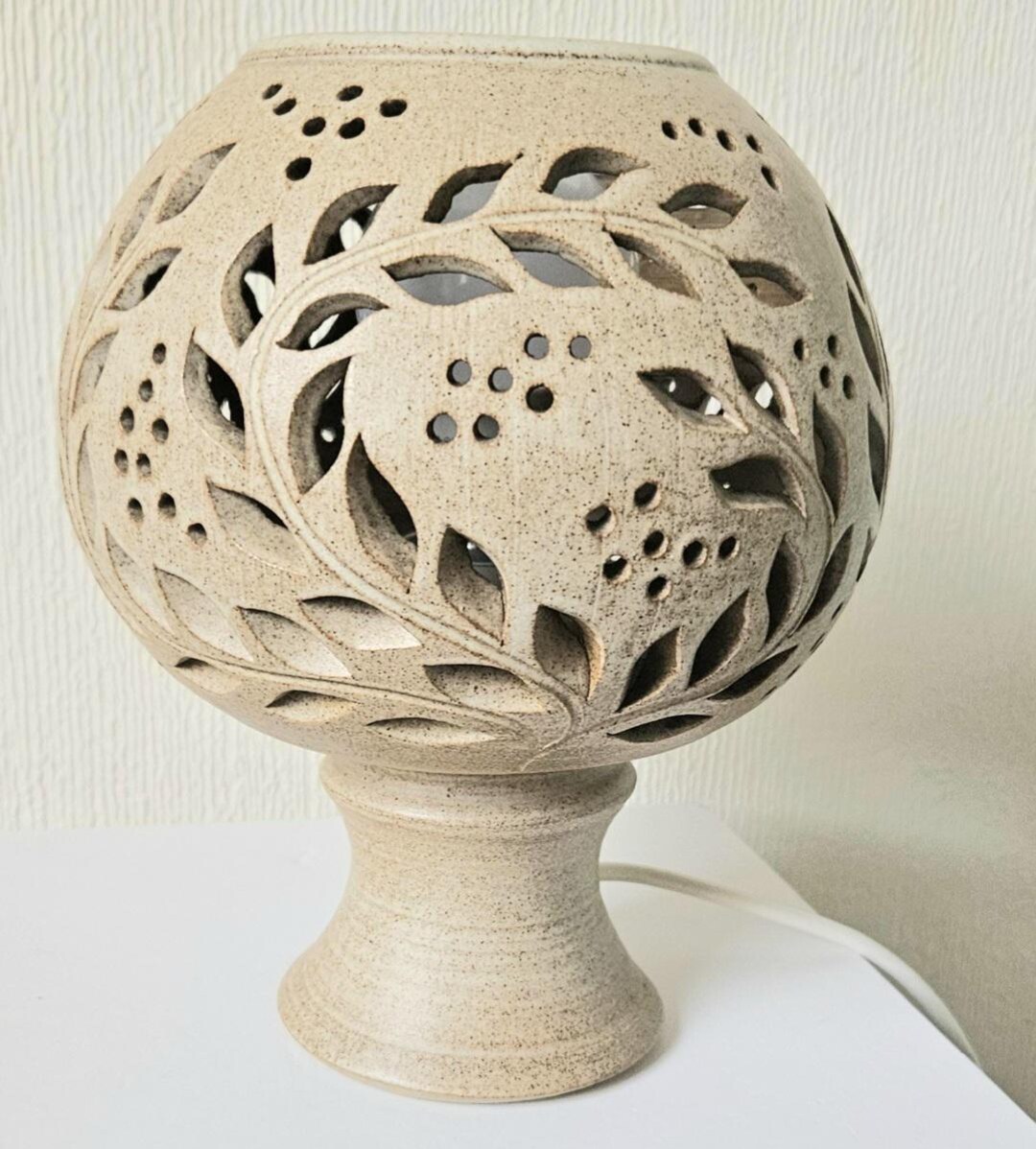 Vintage Studio Pottery Lattice Pedestal Table Lamp Lloyd Lamps ...