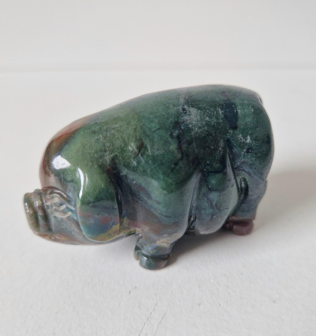 Vintage Fine Carved Moss Agate Standing Pig Figure Ornament 6.3cm - Etsy