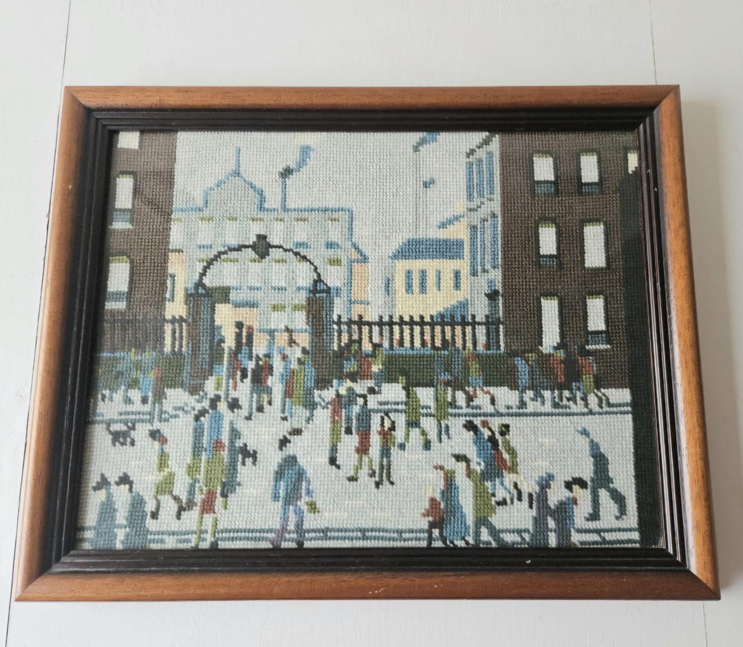 Vintage Lowry Tapestry: Framed Northern Factory Scene Cross Stitch - Etsy