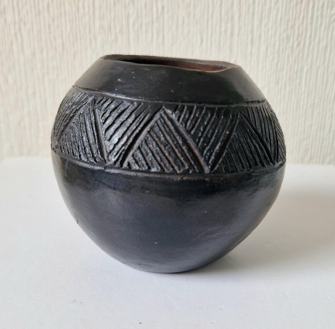 Antique Handmade Zulu South African Ukhamba Decorated Clay Beer Cup Pot ...
