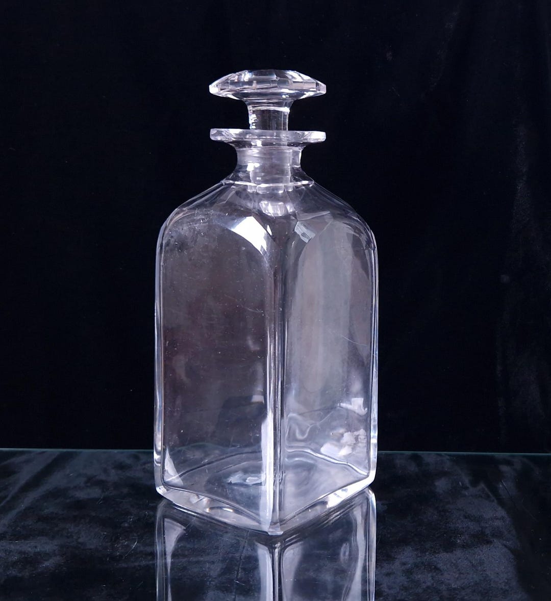 Antique Rectangular Spirit Decanter With Petal-cut Shoulders & Octangon ...