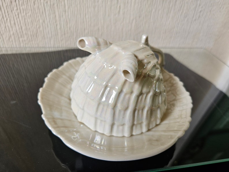 Antique Art Pottery Pearlised Sea Shell Shape Cup and Saucer in the ...