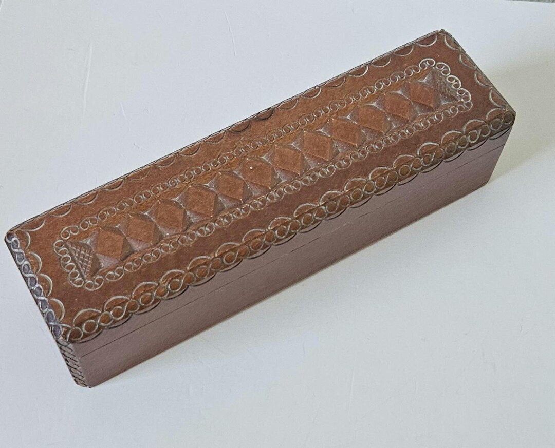 Vintage Treen Wood Carved Stamp Box: Storage Box (18cm X 5cm) - Etsy
