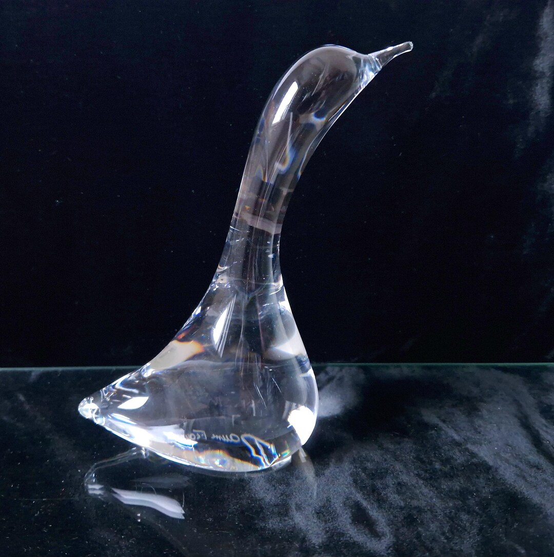 Vintage Daum France Crystal Goose Head up Figure Ornament 19cm Signed ...