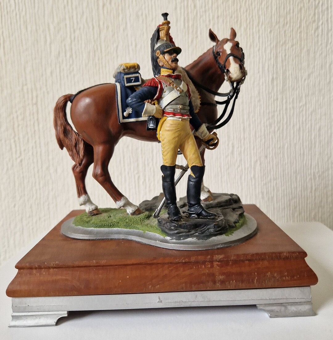 Poste Militaire Dismounted French Cuirassier Metal Figure on Wood ...