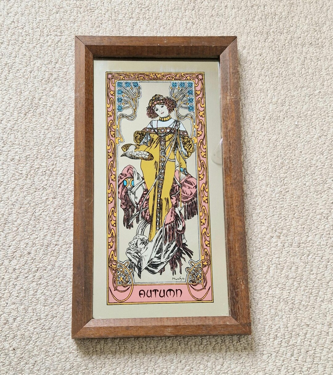Vintage Framed Alphonse Mucha Art Nouveau Lady Mirror autumn 34cm - Etsy