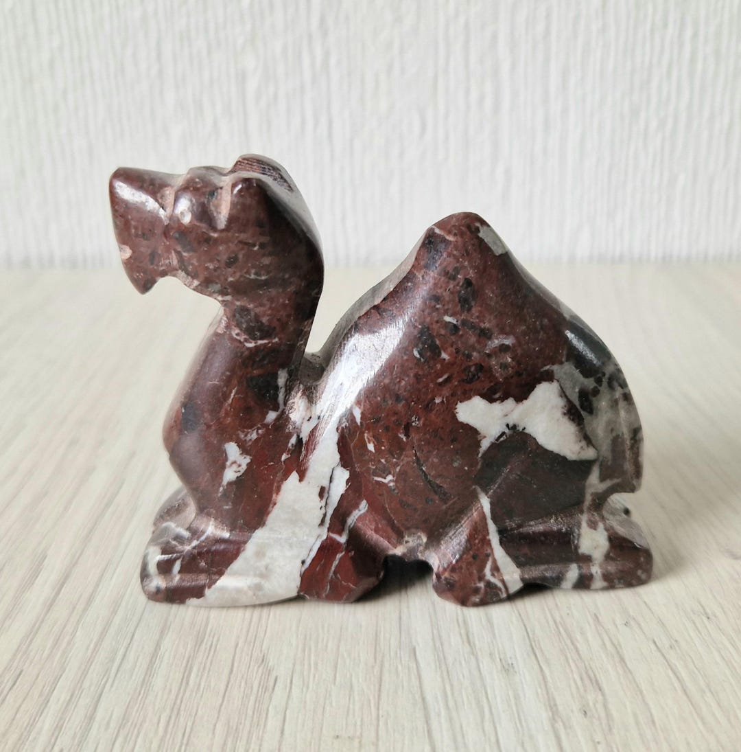 Vintage Carved Veined Red Marble Camel Figure Ornament - Etsy