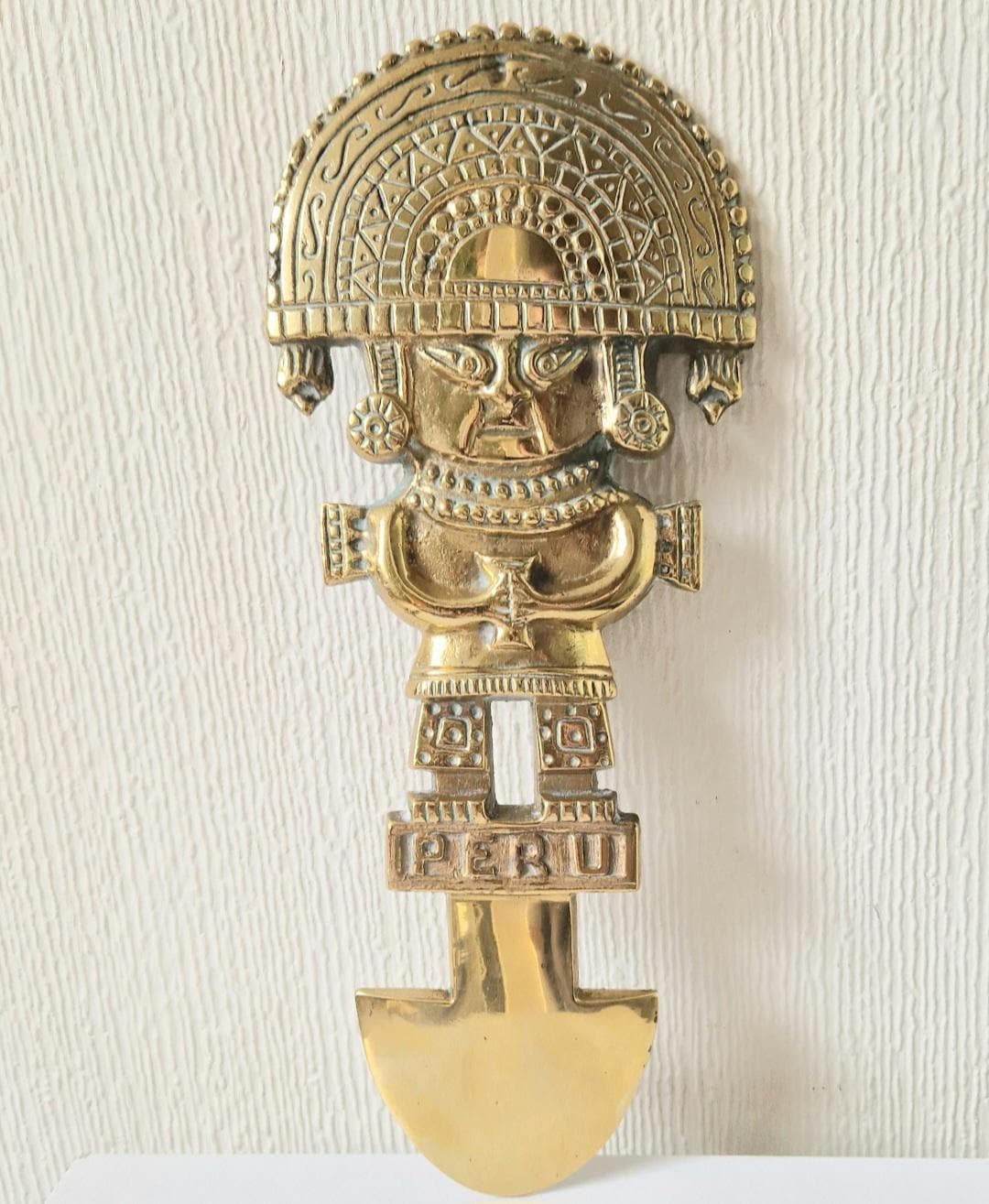 Brass Inca Peru Ceremonial Tumi Knife Wall Hanging 28cm Long Heavy ...