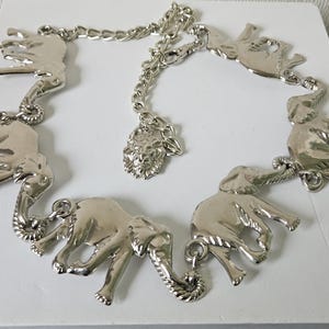 Vintage 1990s Silver Tone Metal Elephant Chain Link Belt Ajustable One ...