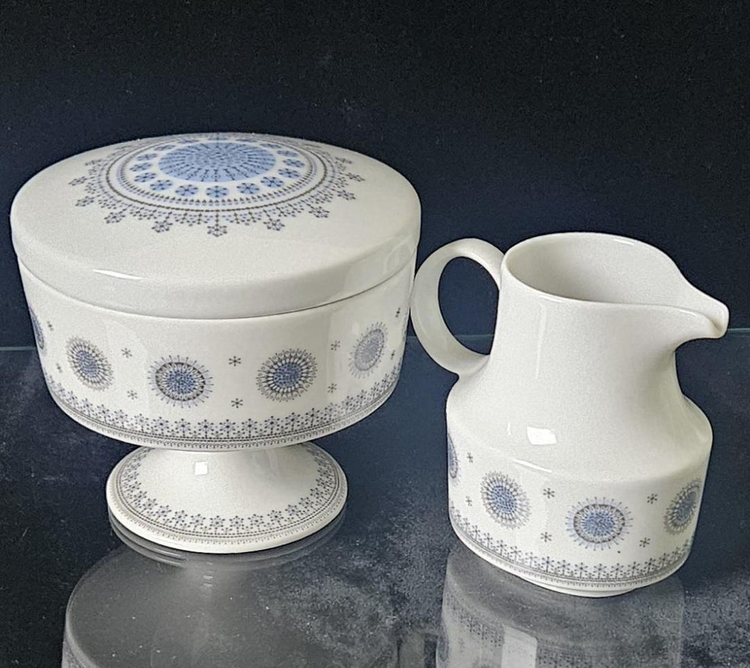 Vintage Sugar Bowl and Small Milk or Cream Jug Rosenthal Porcelain Ice ...