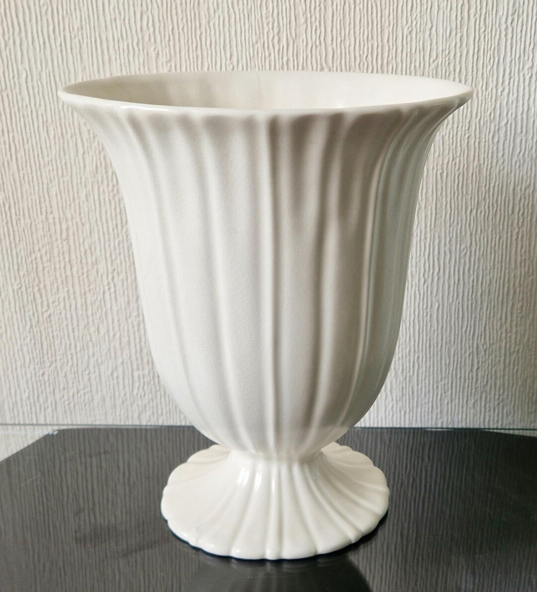 Art Deco Beswick Ware 1930s Ceramic Cream Pedestal Flower Vase 23cm ...