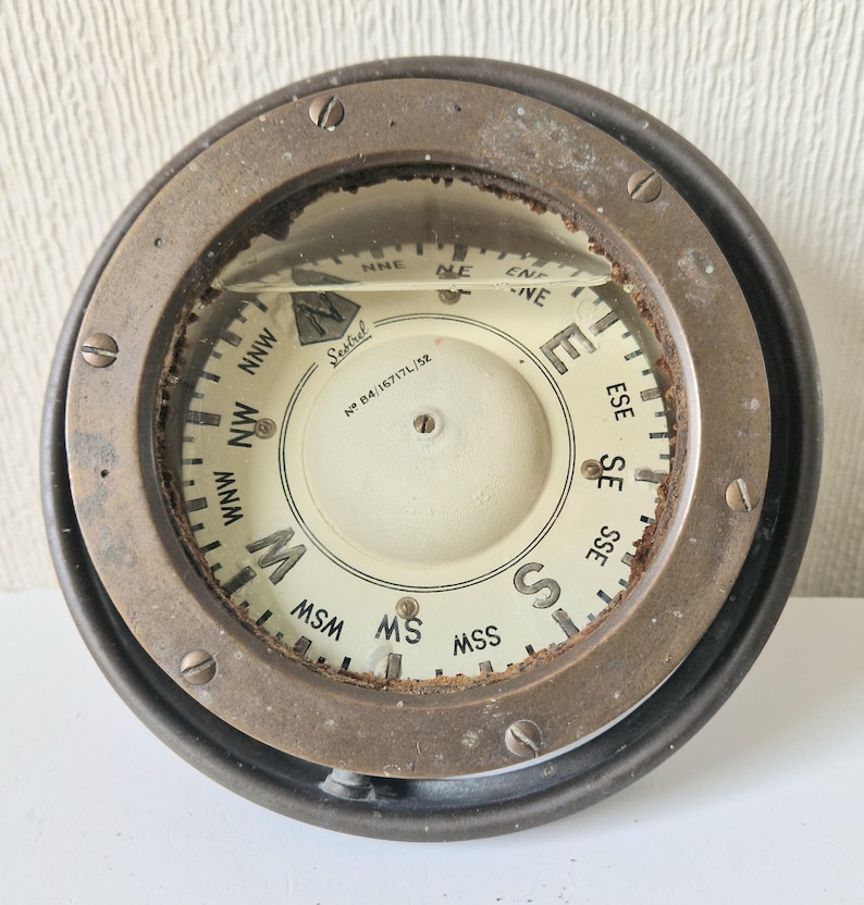 Vintage Seastrel Genuine B4 1950's Alcohol-filled Brass Ship's Binnacle ...