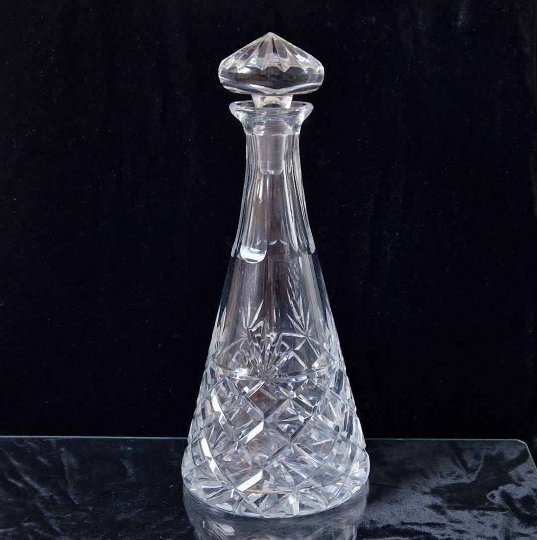 Vintage Royal Brierley Crystal Cut Glass Conical Decanter 29cm - Etsy