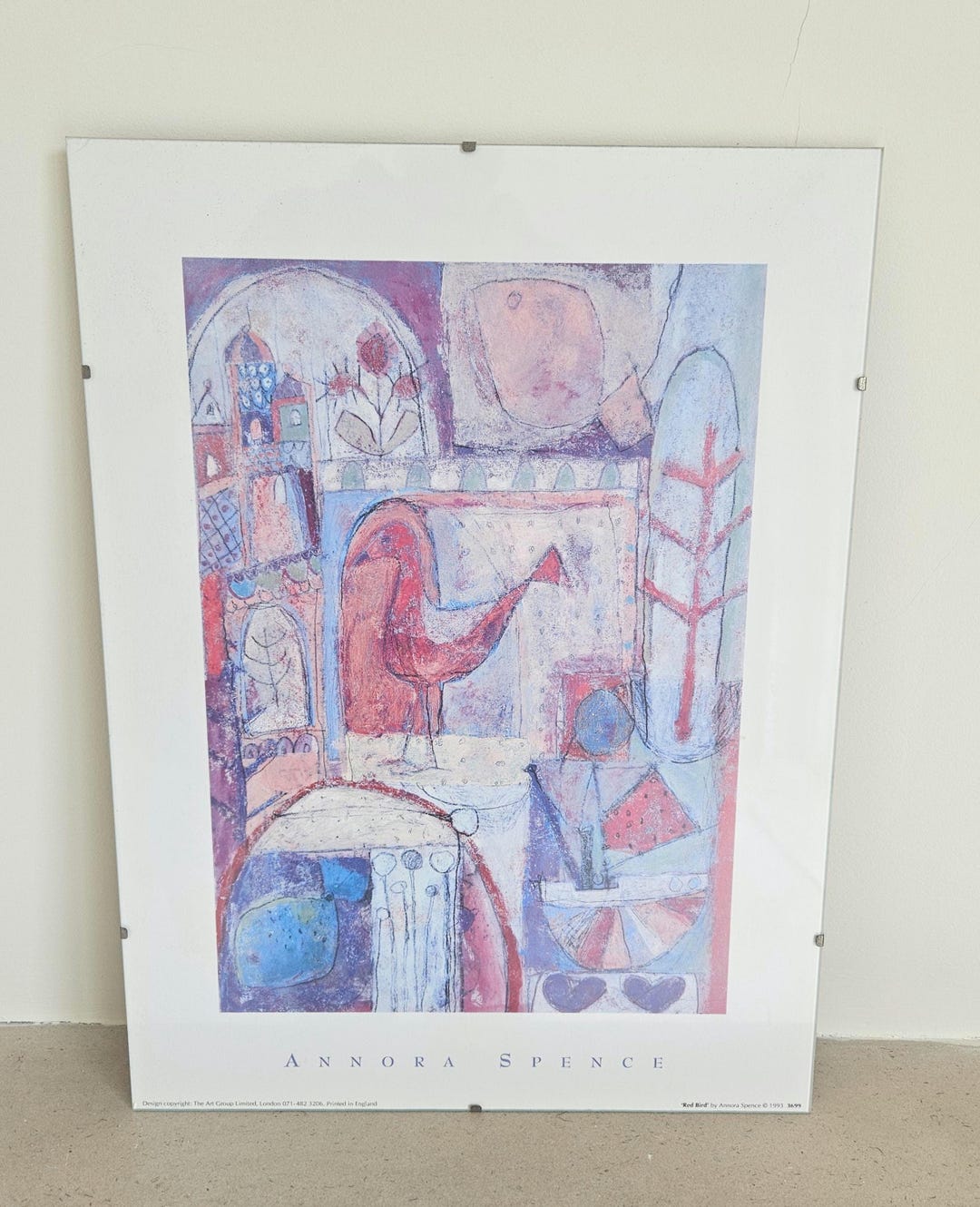 Vintage Annora Spence "redbird" Print: Abstract Bird Art, Framed (40cm ...