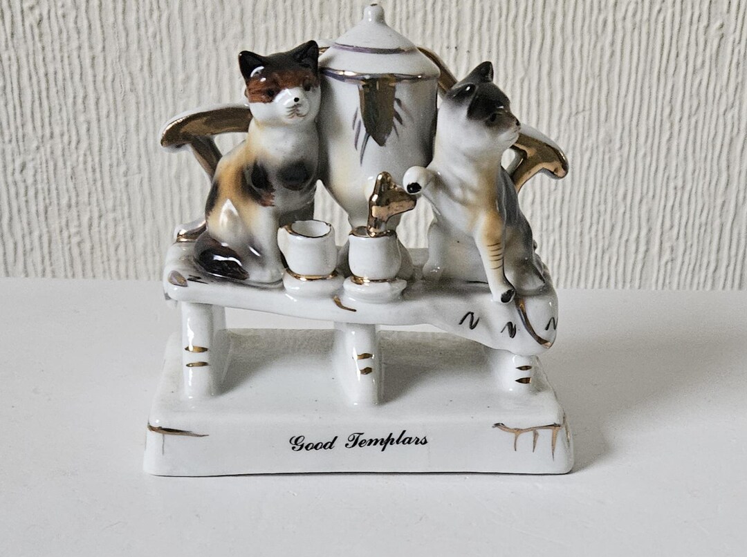 Antique Cat Conta Boehme Fairing Good Templars Tea Cats Figurine ...