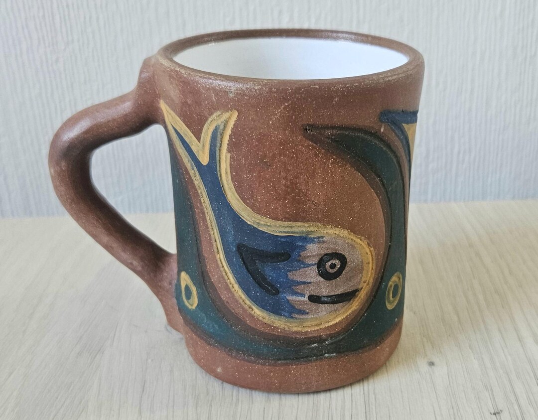 Hand Painted Pottery Mug: Seminario Urubamba Peruvian Earthenware, Fish ...