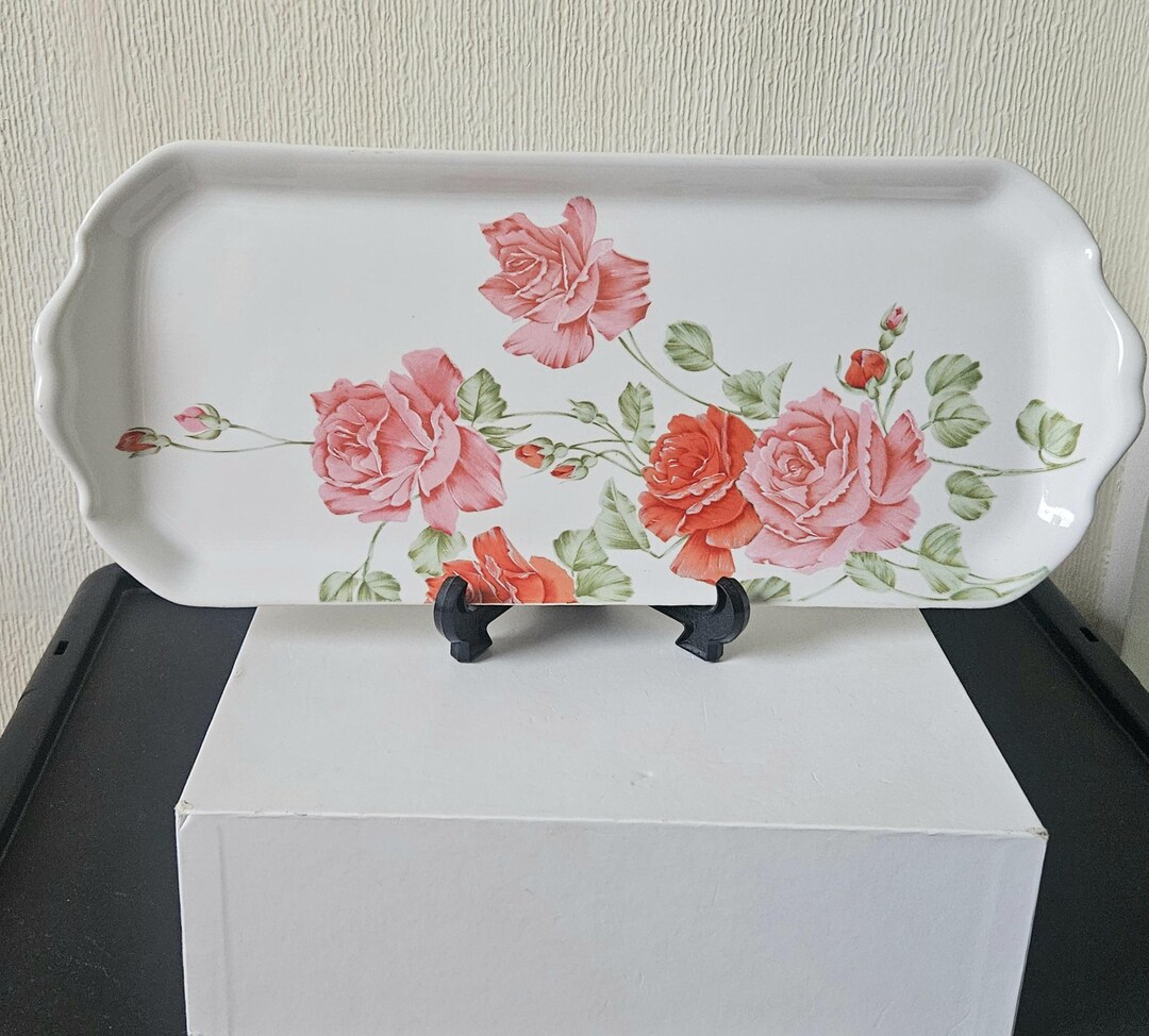 Vintage Porcelain Decorative Tray Roses Revol France Porcelain Canapé ...